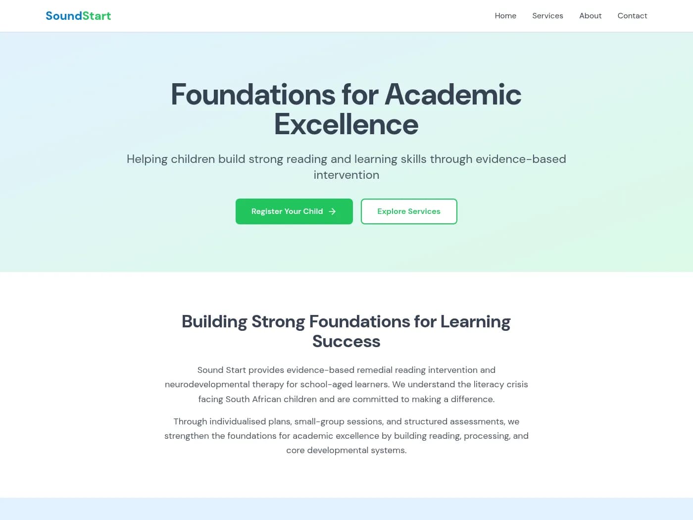 Sound Start: Warm, Evidence-Based Therapy Website for Children’s Reading & Developmental Support