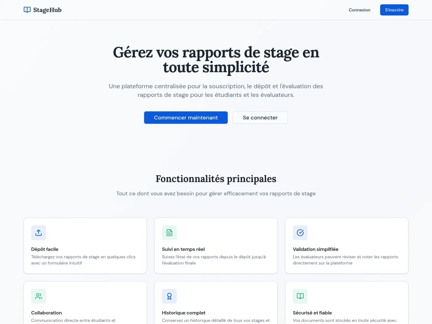 Plateforme de Souscription de Rapports de Stage pour Étudiants