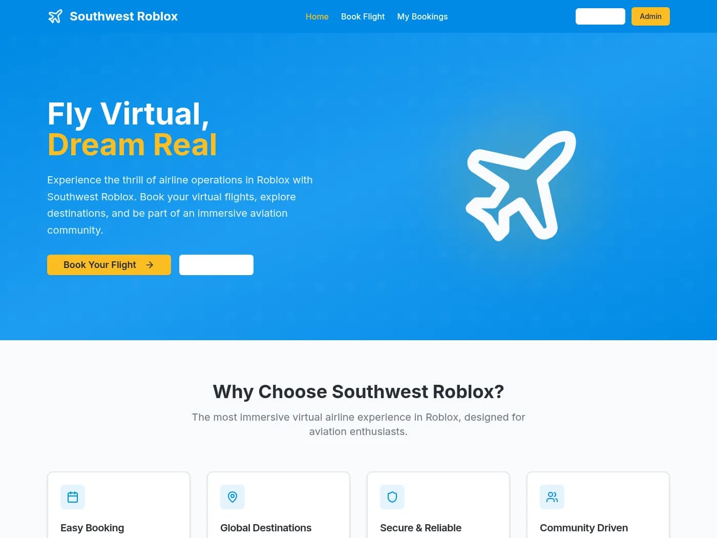 Southwest Virtual Airline Booking & Admin Portal