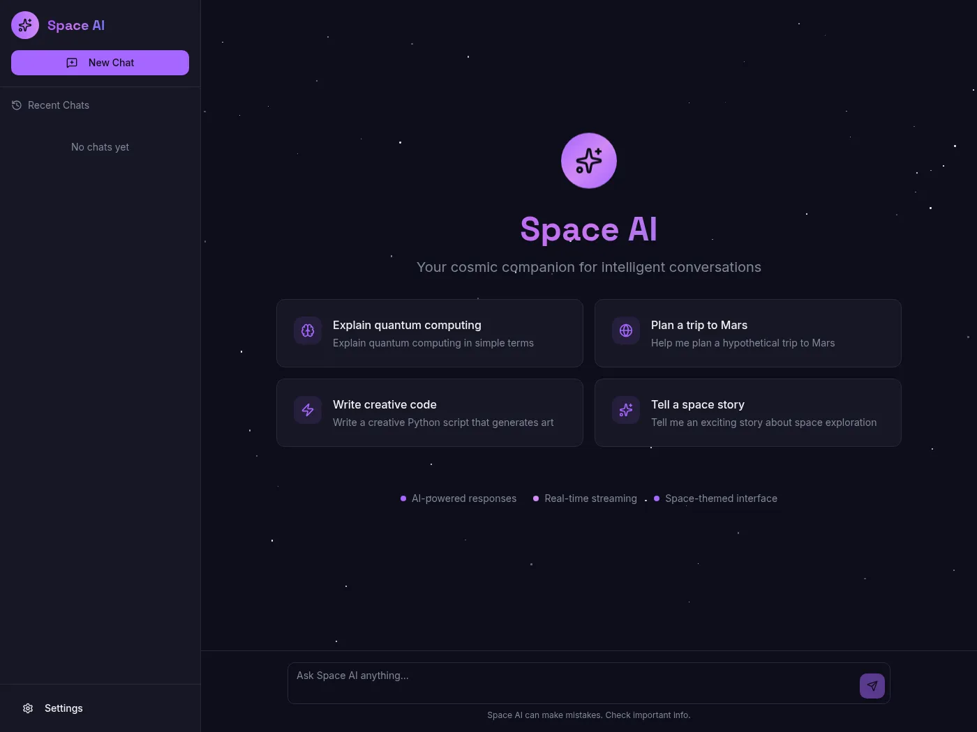 Space AI - A Gemini-Inspired Spaced-Themed Chat App