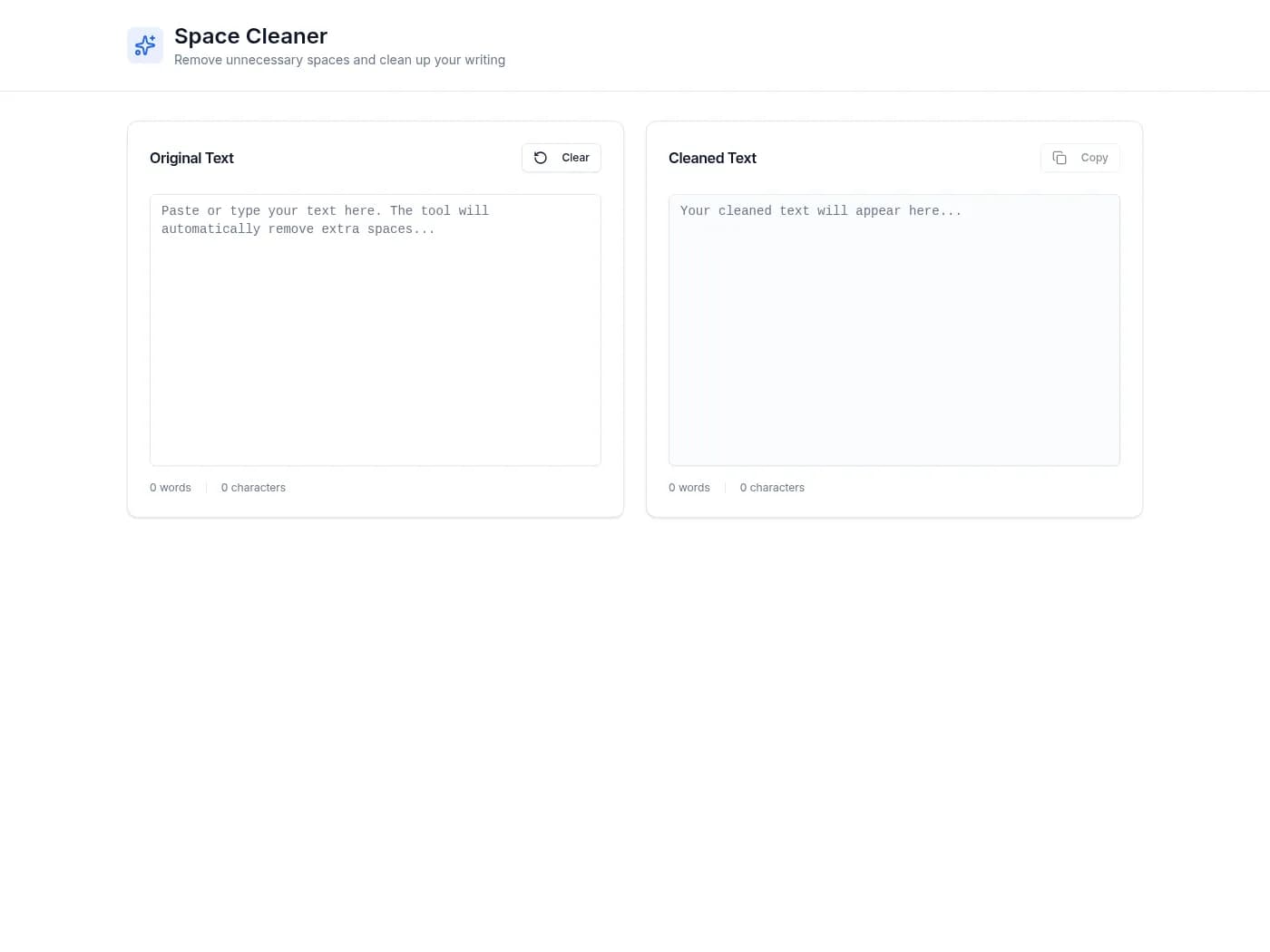 Space Cleaner Writing Tool