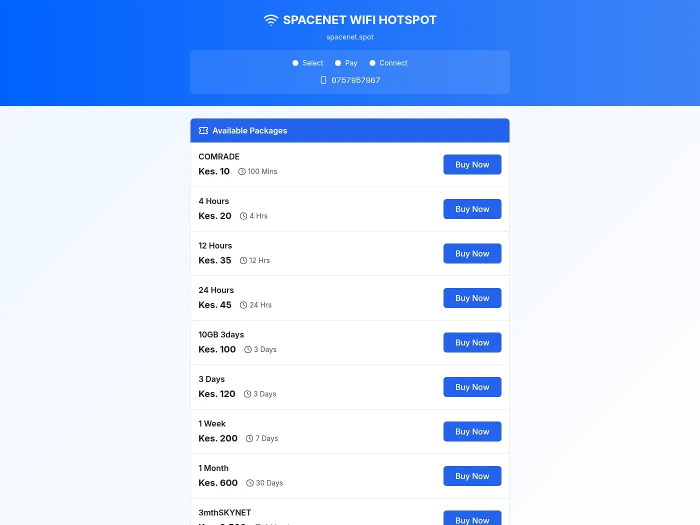SpaceNet Wi-Fi Billing & Captive Portal System