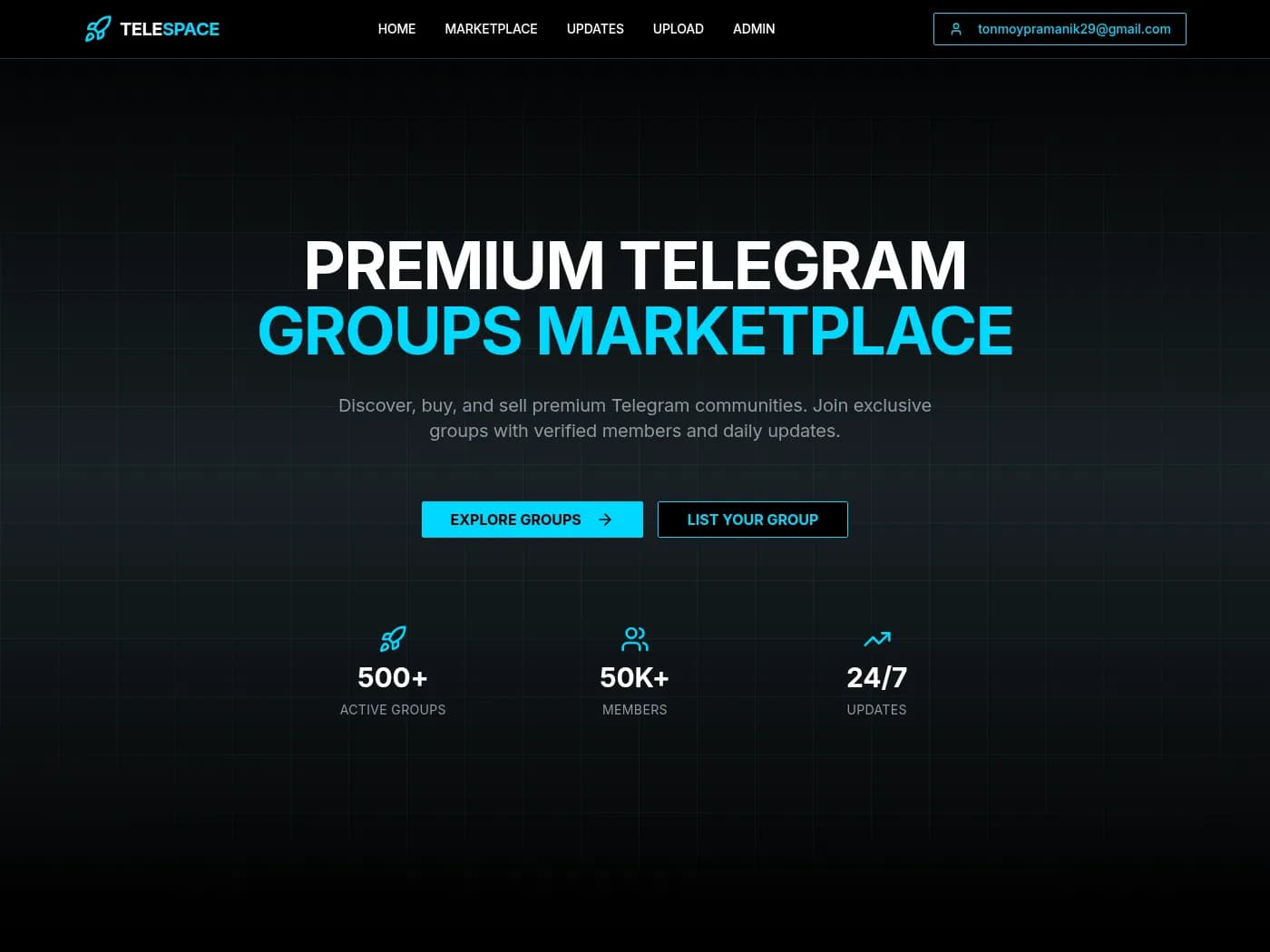SpaceX-Inspired Telegram Group Marketplace