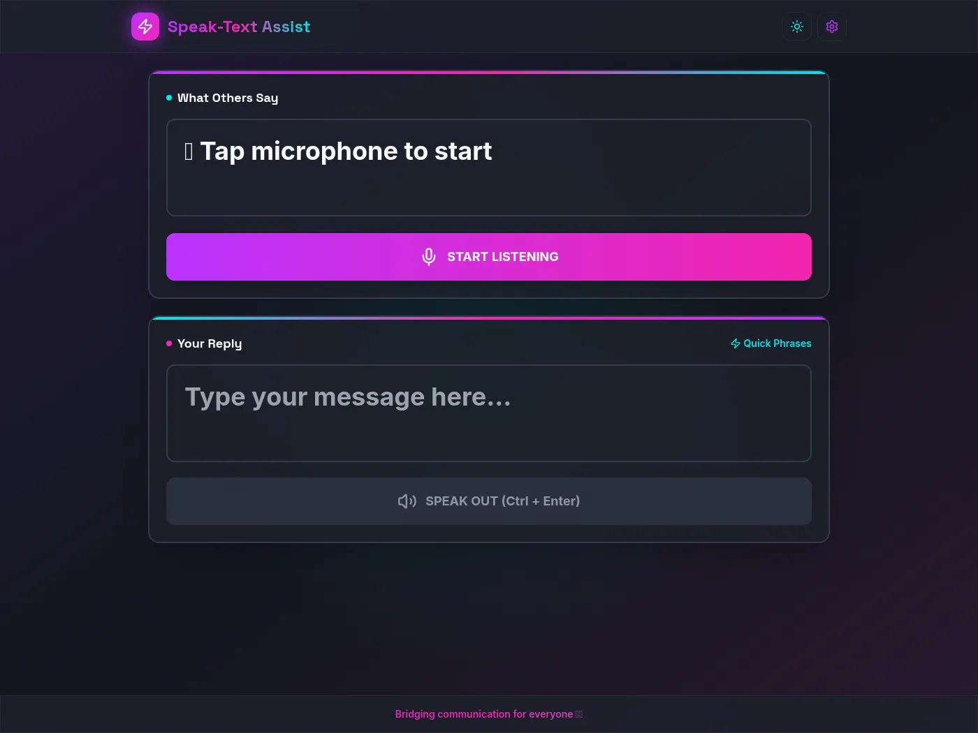 Speak-Text Assist App for the Deaf and Mute