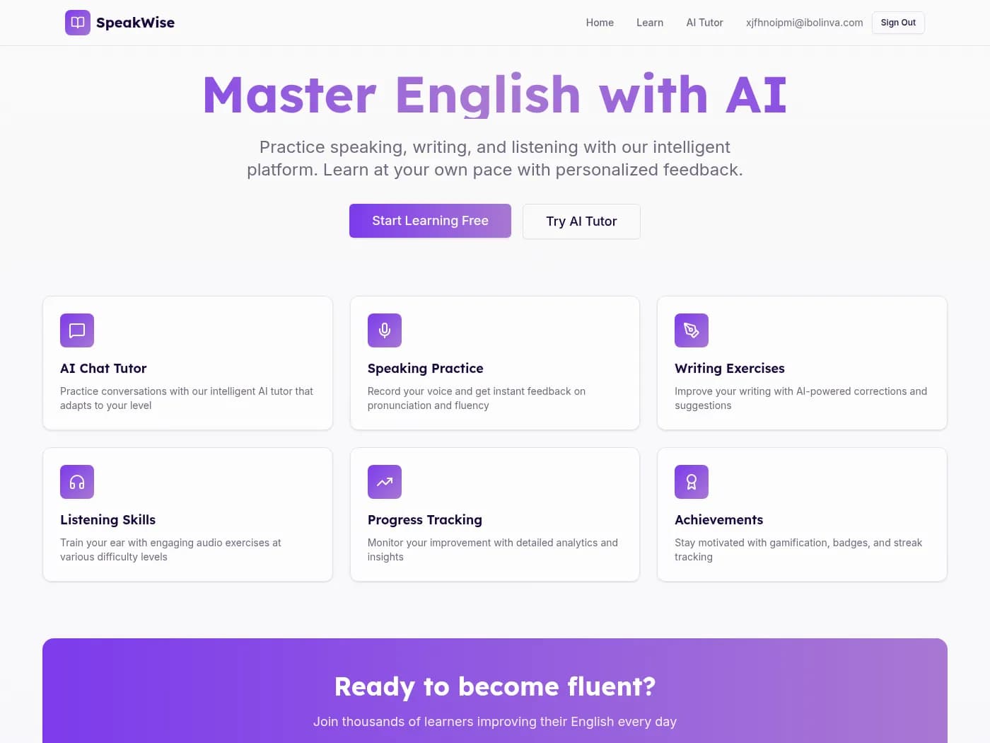 SpeakWise: AI-Powered Interactive English Learning Platform