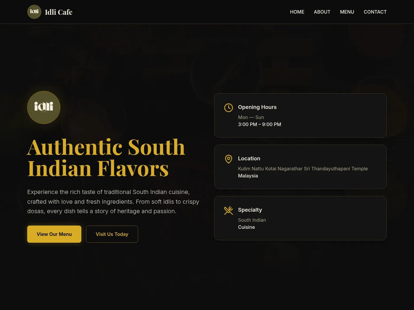 Spice Delight Indian Food Truck Web Experience