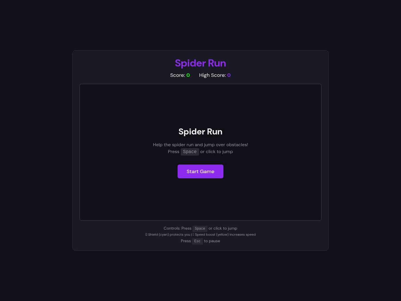 Spider Run Game