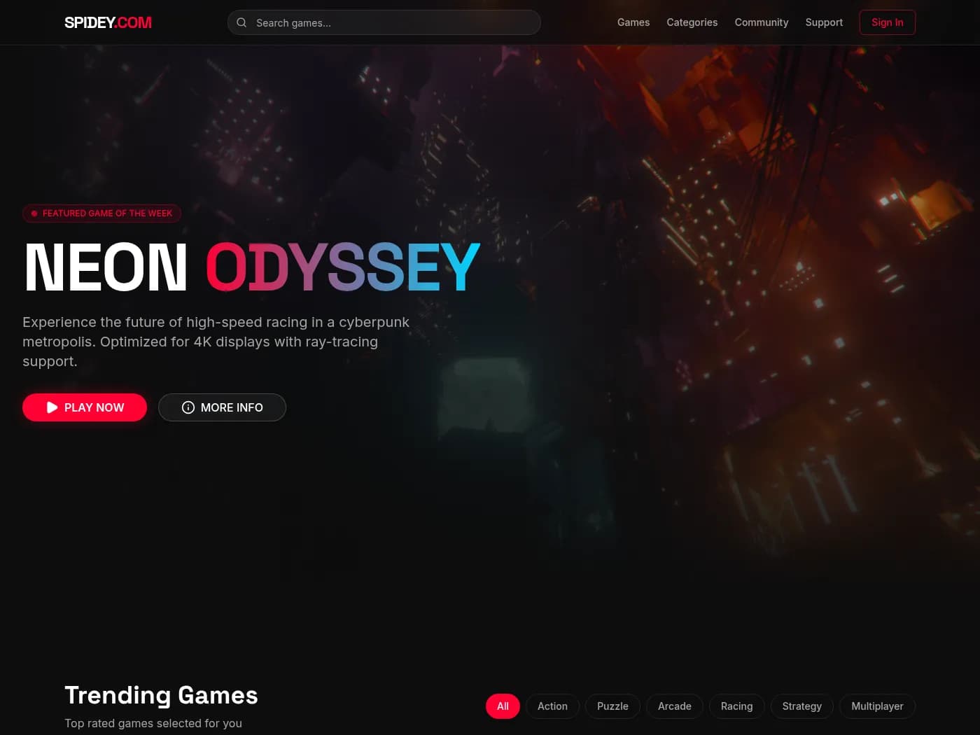 Spidey.com – Premium 4K High-Performance Gaming Portal