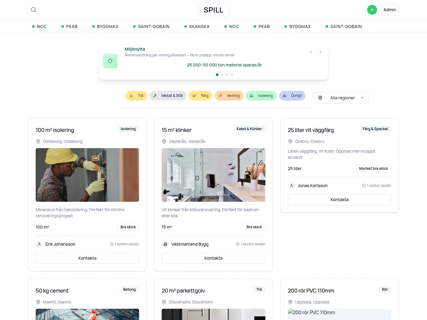 SpillMaterial Sweden - Construction Material Sharing Platform