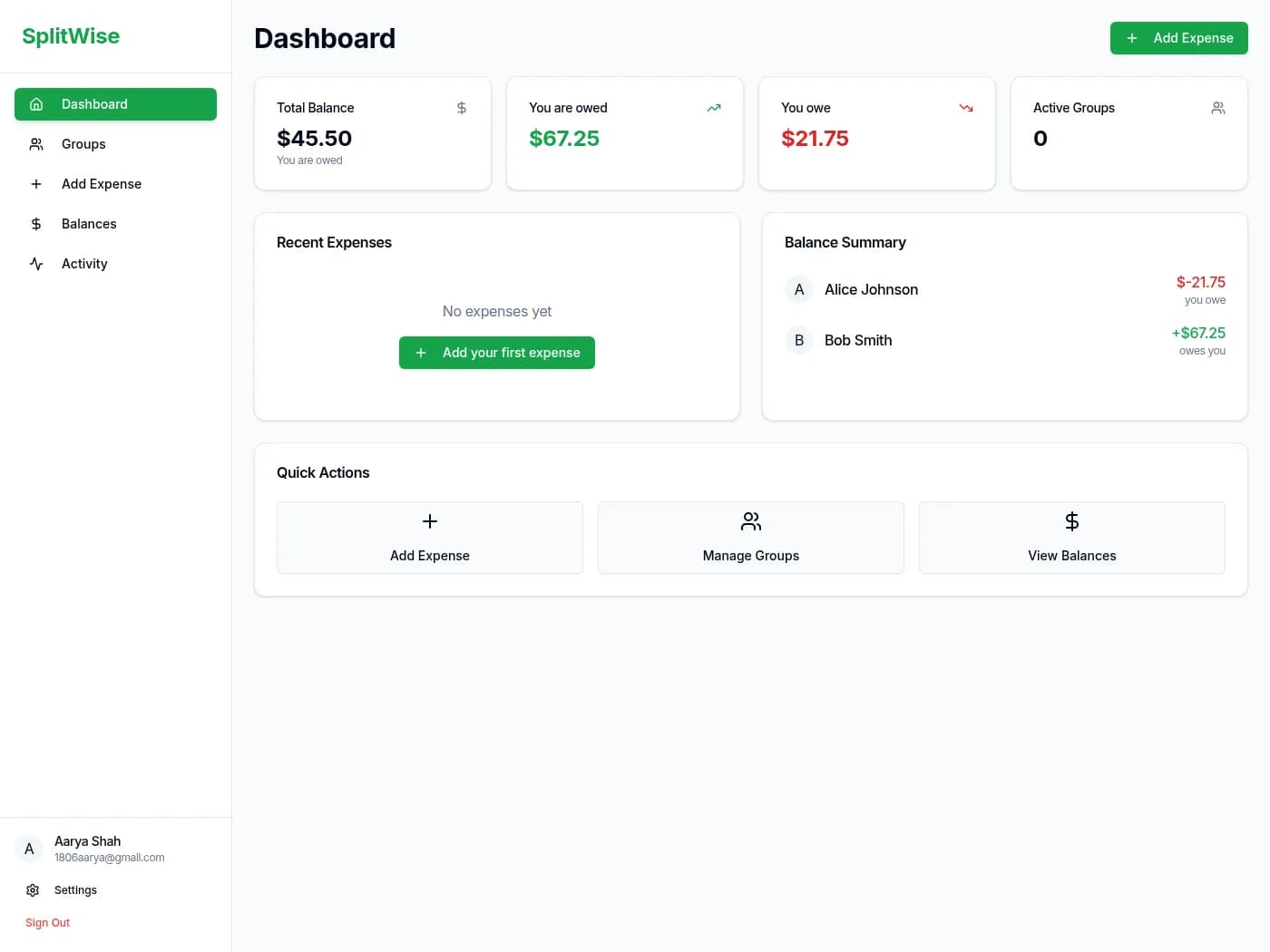 Splitwise Clone - Group Expense Sharing App