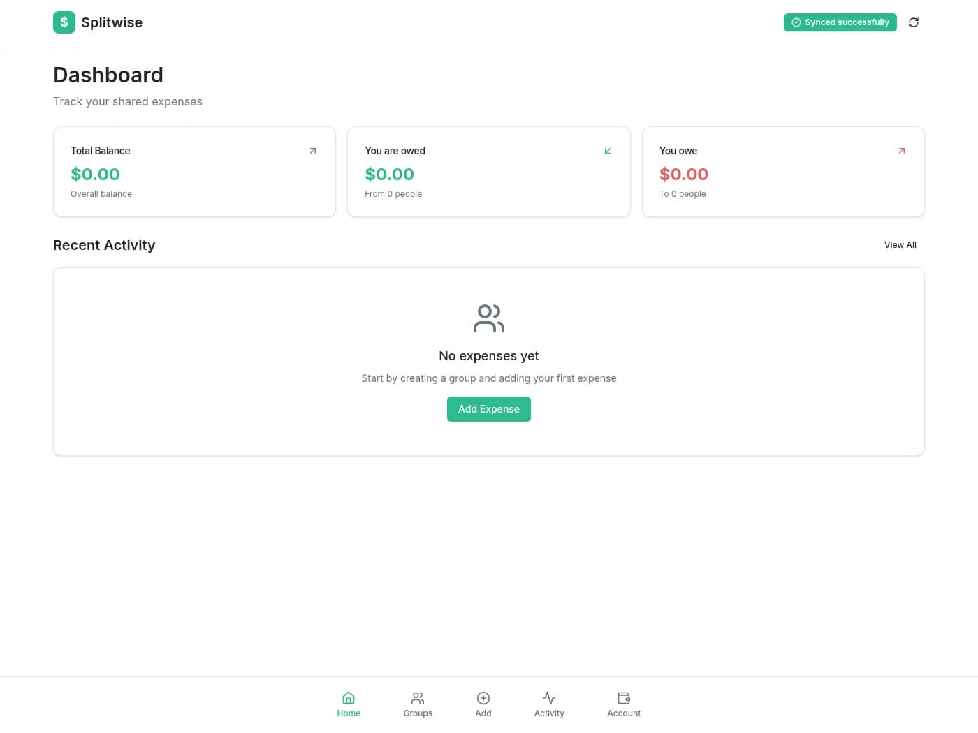 Splitwise-Inspired PWA for Expense Tracking