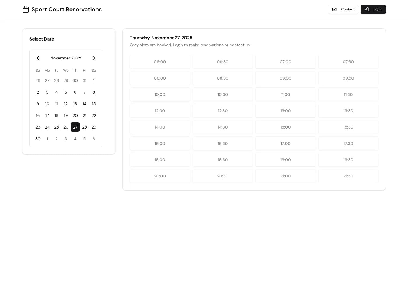 Sport Court Reservation & Booking Website