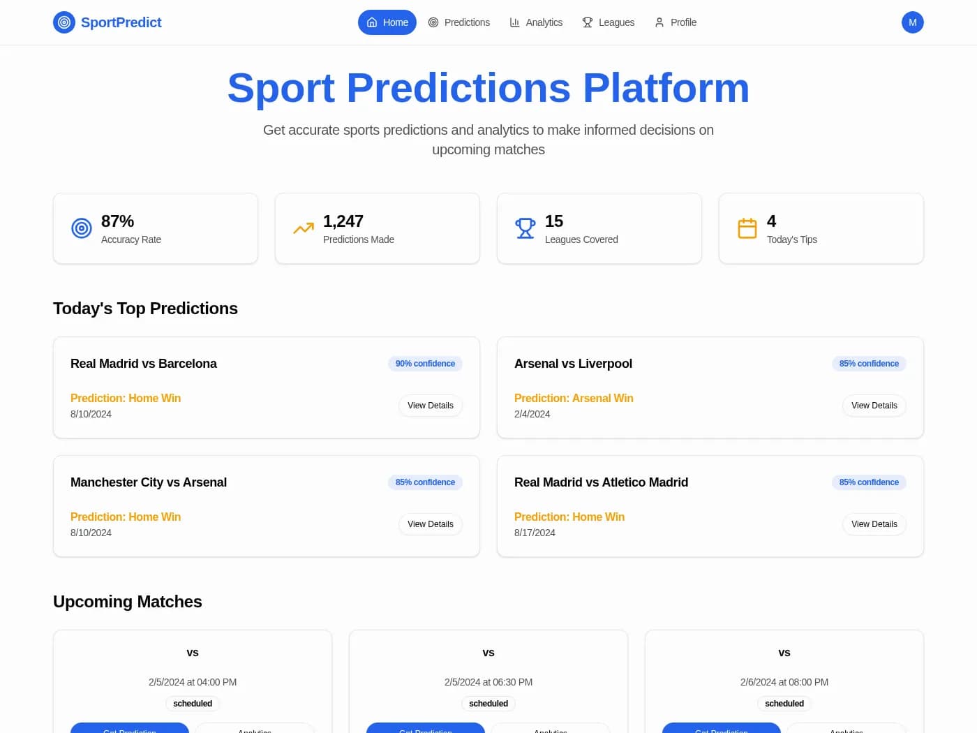 Sport Predictions Platform