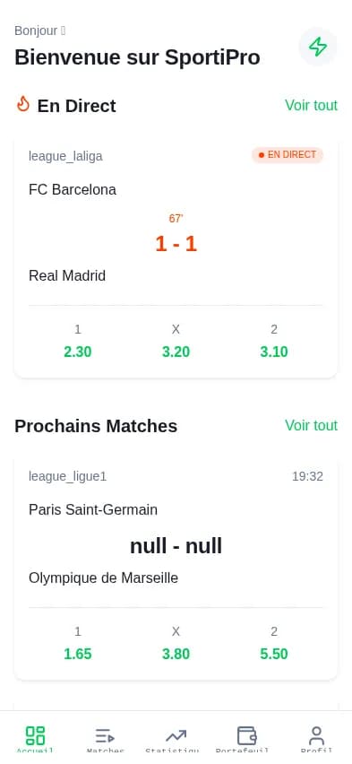 SportiPro: Application mobile complète de pronostics sportifs multi-sports et multi-paris