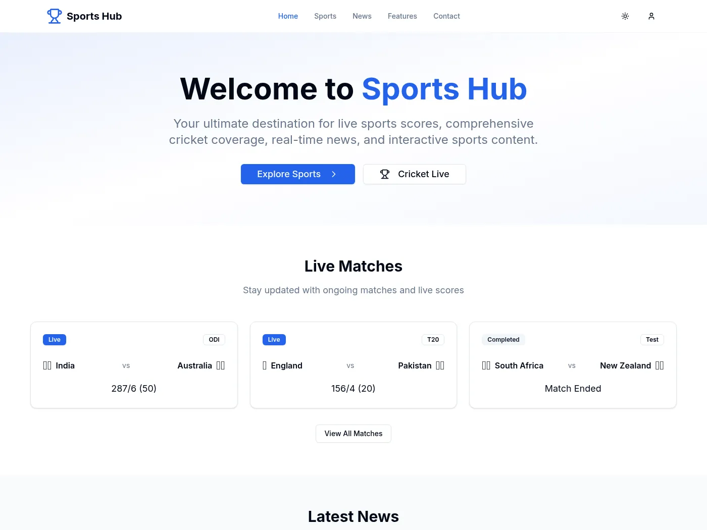 Sports Hub – Modern Full-Stack Web Platform for Live Scores & Sports News
