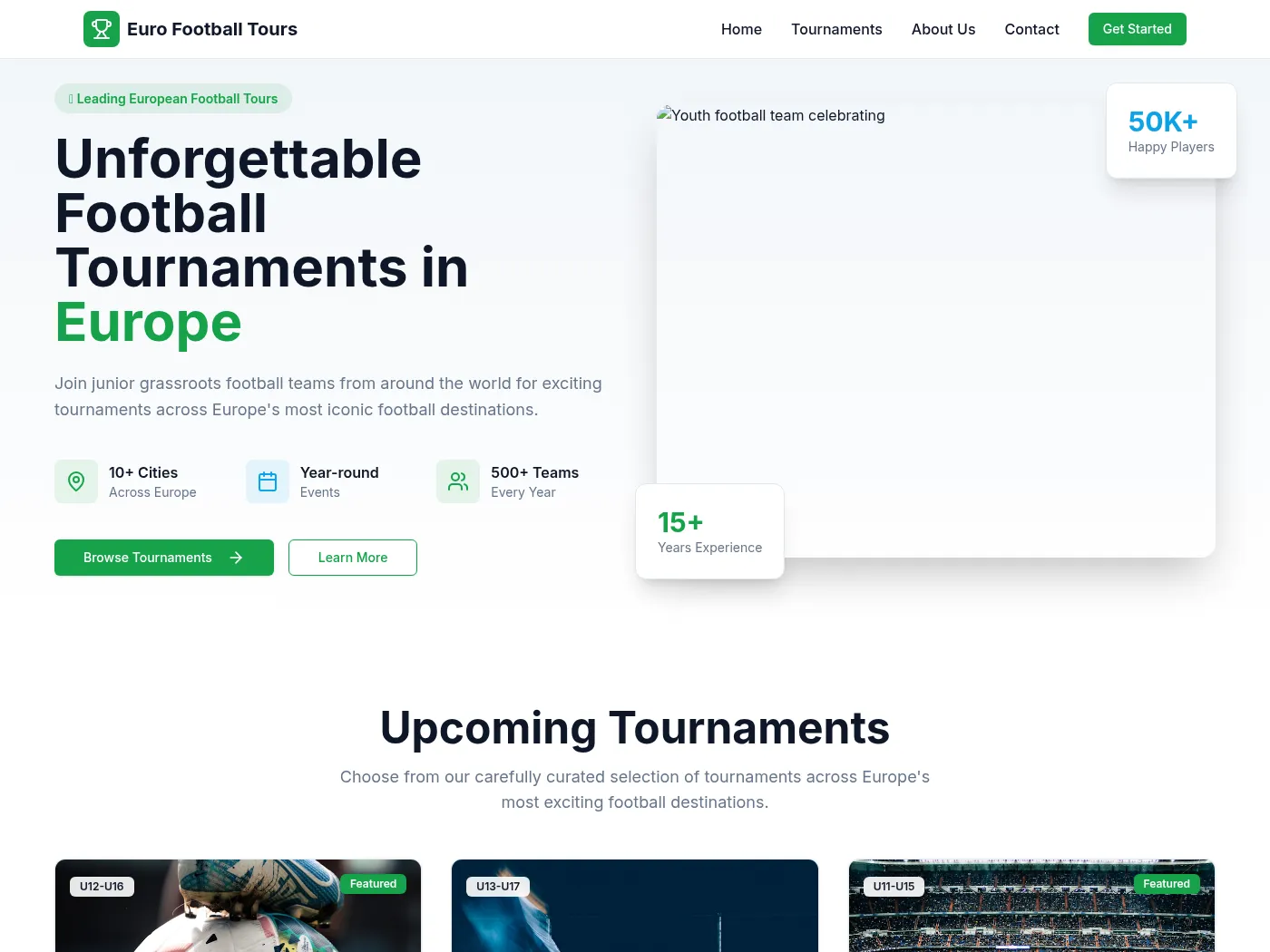 European Football Tour Company Website