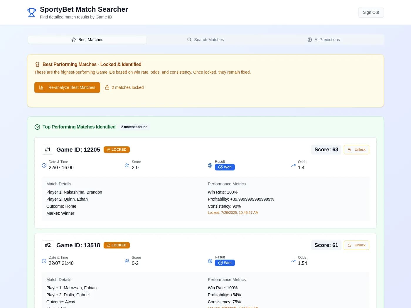 SportyBet Game ID Match Searcher