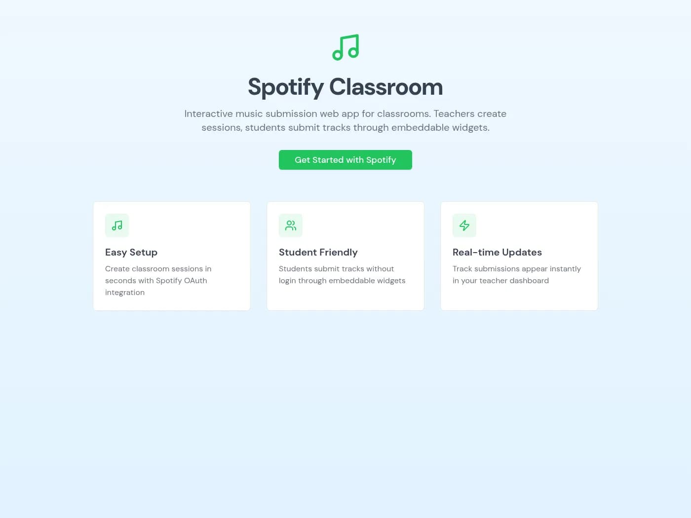 Spotify Classroom – Interactive Music Submission Web App for Classrooms