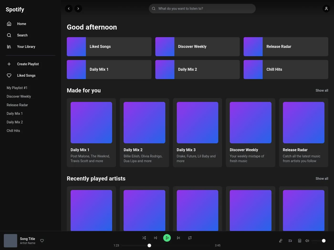 Spotify Clone - Music Streaming Platform