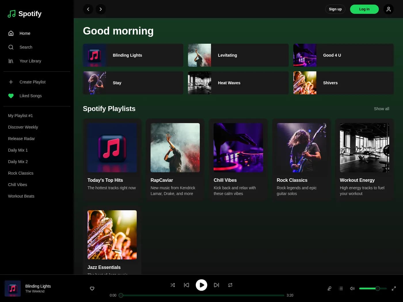 Spotify-Inspired Music Streaming Interface Simulator