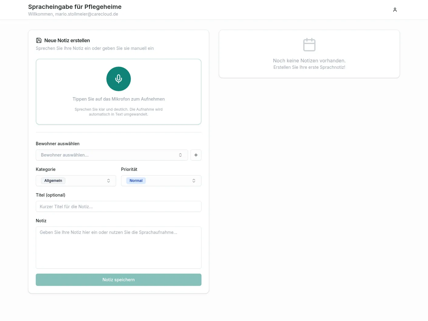Spracheingabe-App für Pflegeheime