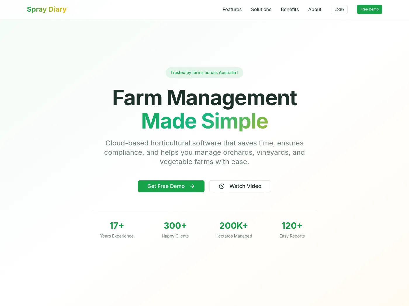 Spray Diary App Website Redesign