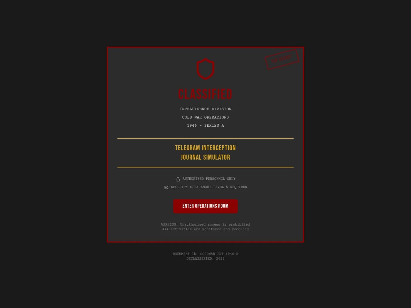 Spy Telegram Interception Journal Simulator