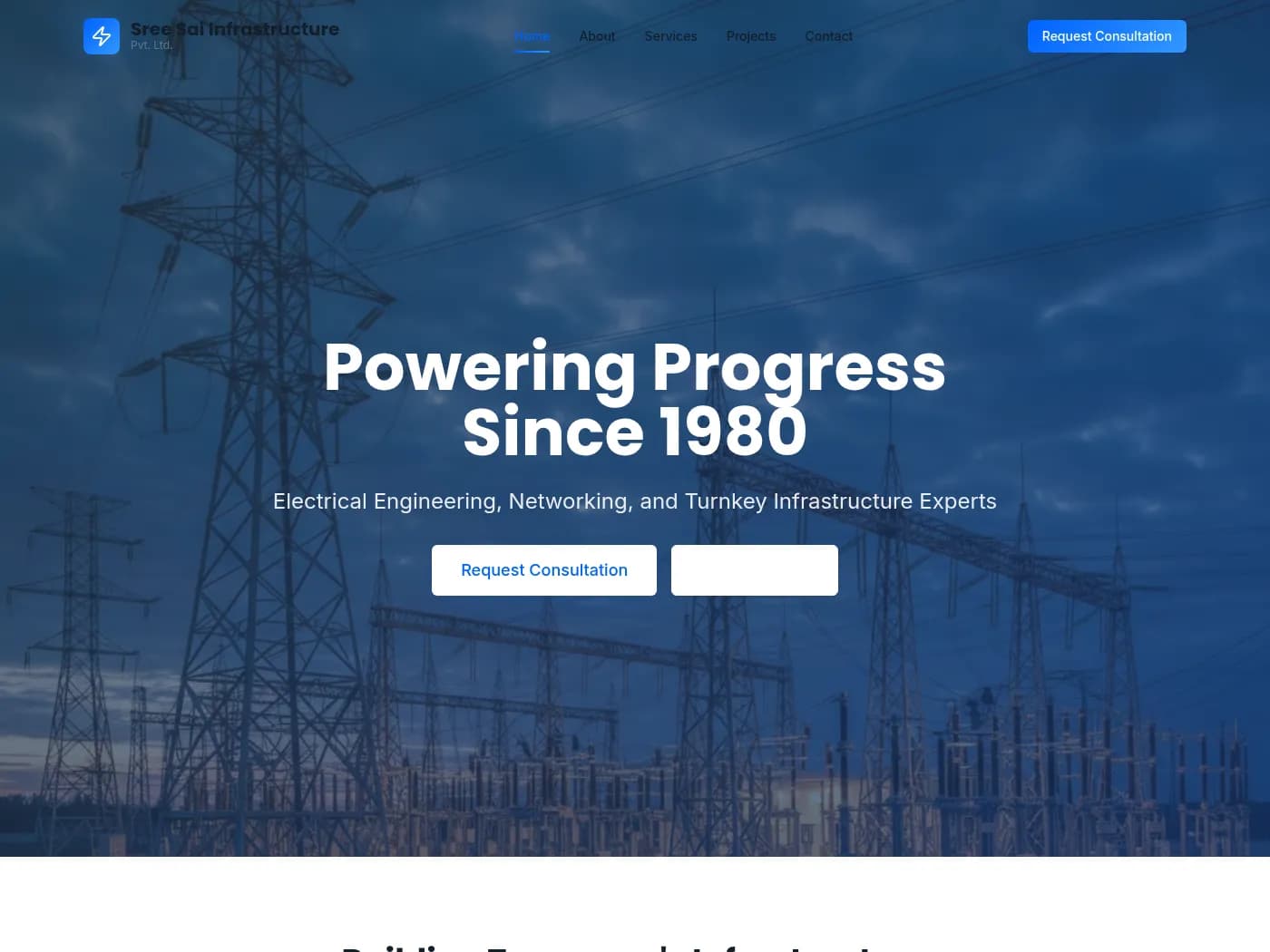 Sree Sai Infrastructure Corporate Portfolio Website