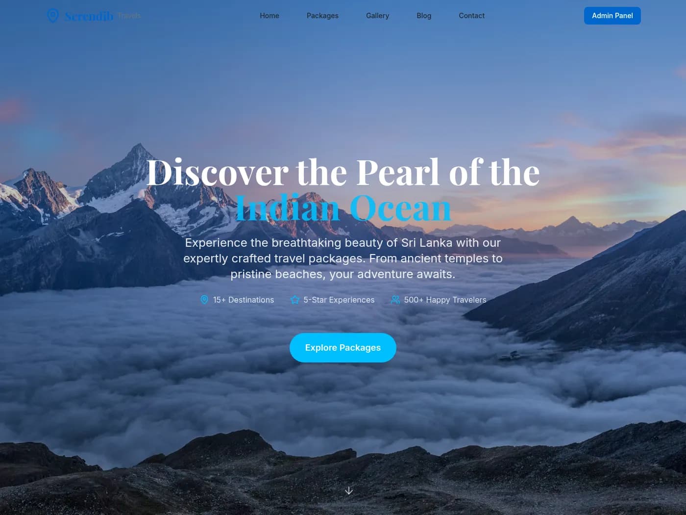 Blue-Themed Sri Lanka Travel Agency Website