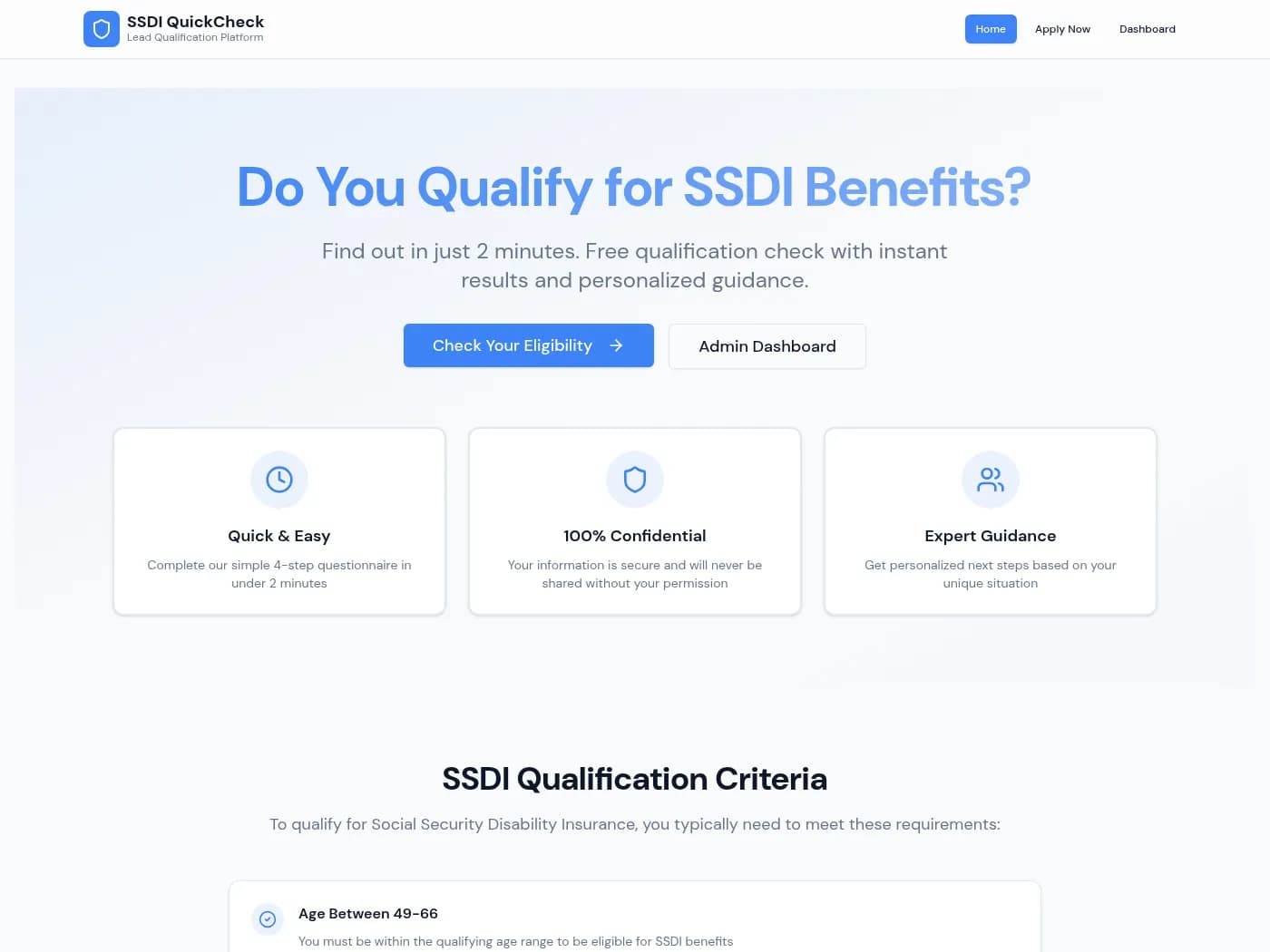 SSDI Lead Qualification & Automated Followup Platform