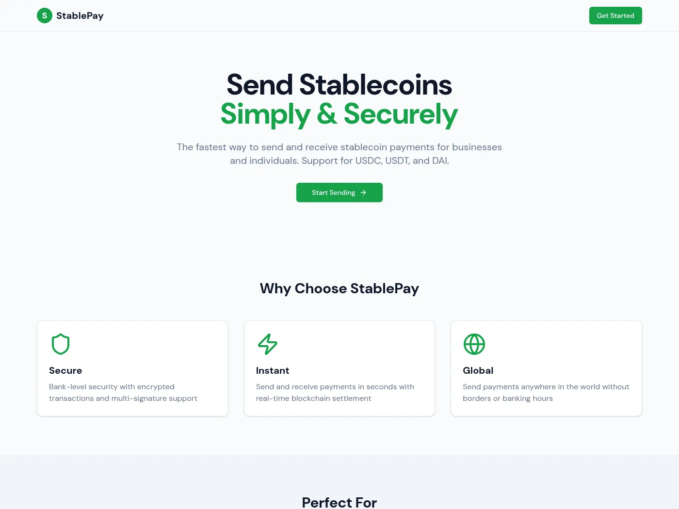 Stablecoin Payments Platform for B2B and P2P Transfers