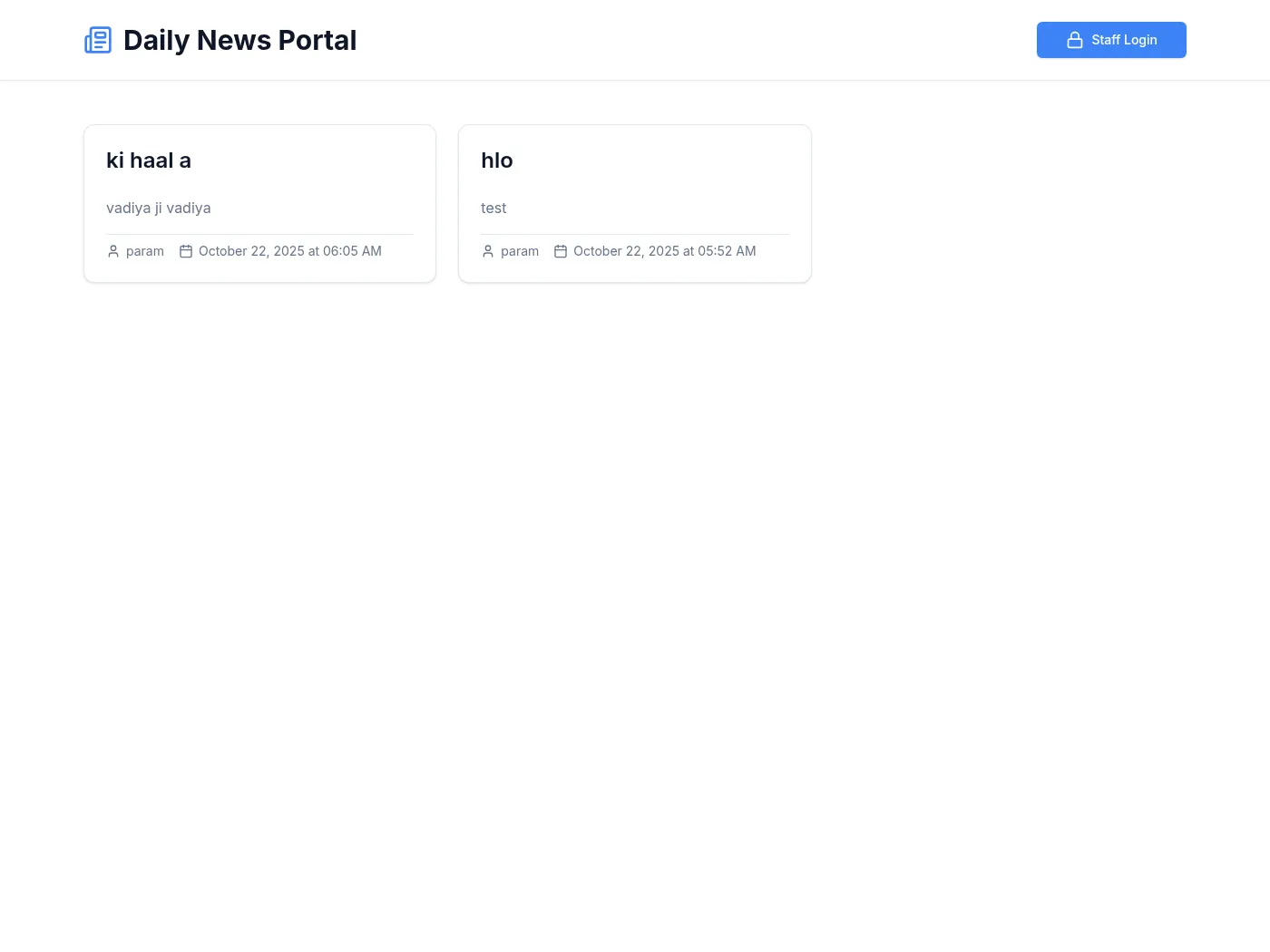 Staff-Managed Daily News Portal