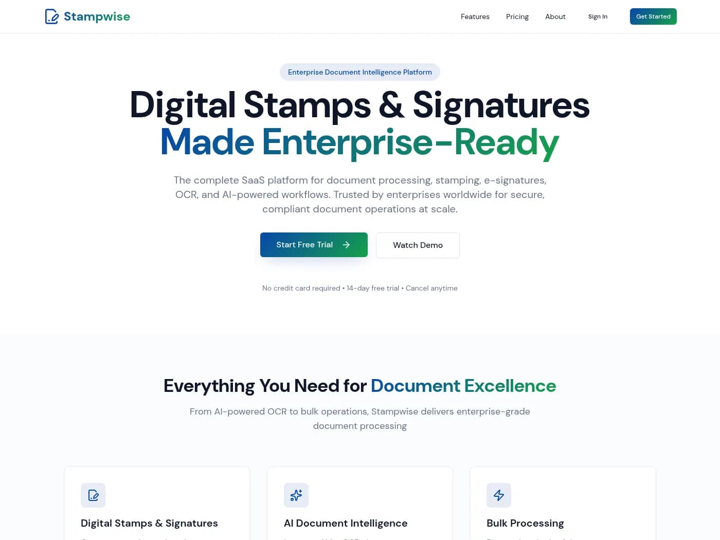 Stampwise: Enterprise Document Intelligence & Digital Stamping SaaS Platform