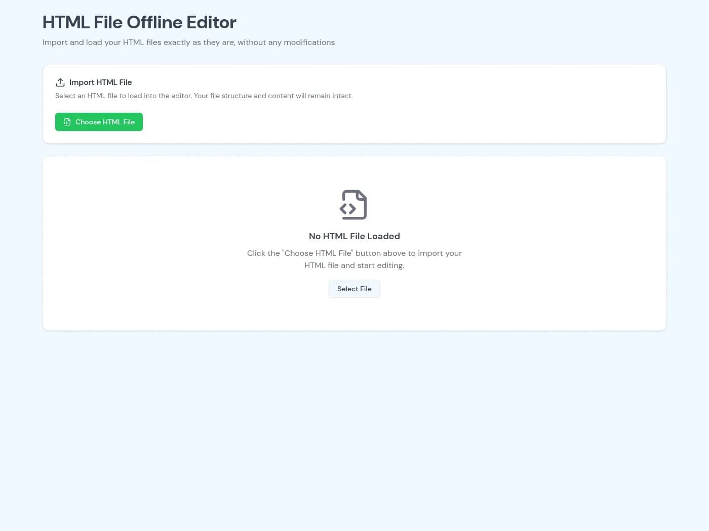Standalone HTML File Offline Editor