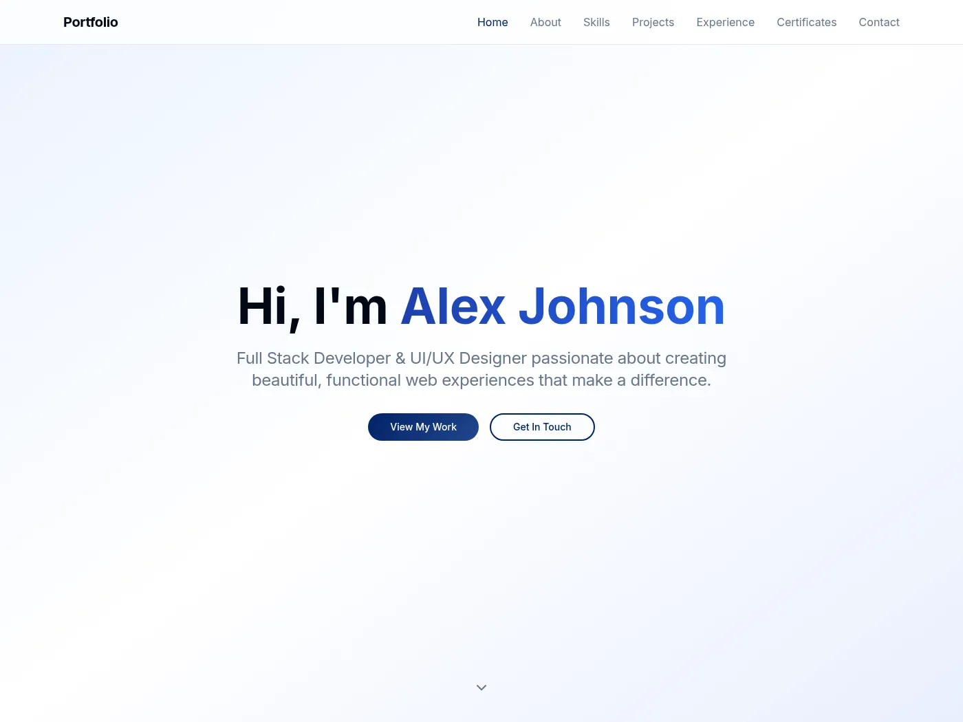 Standard Personal Portfolio Website
