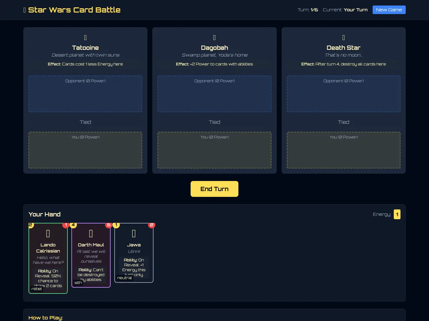 Star Wars Digital Card Battle Game