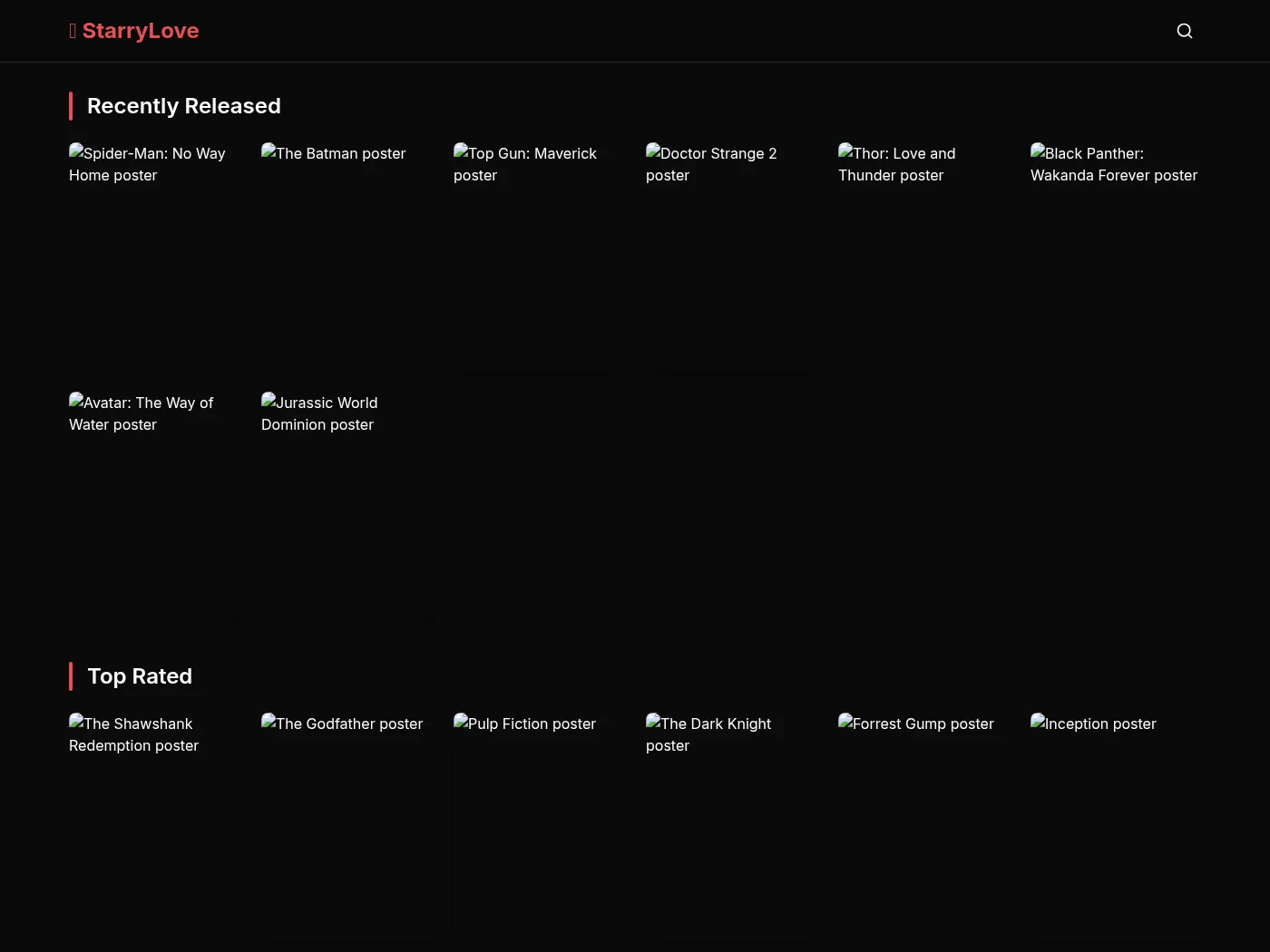 StarryLove – Responsive Movie Review & Rating SPA
