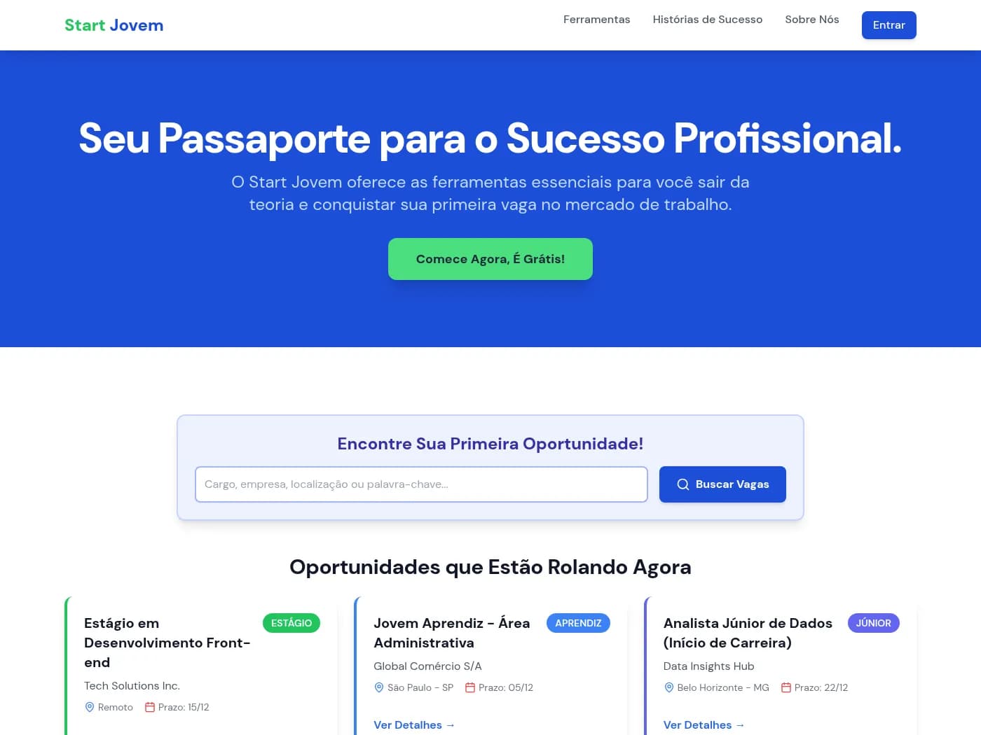 Start Jovem: Plataforma para o Primeiro Emprego Jovem