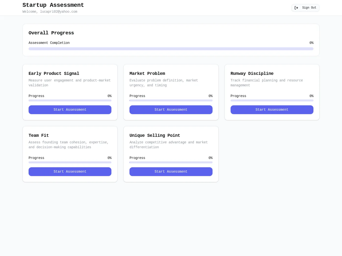 Start-Up Founder Assessment Web App