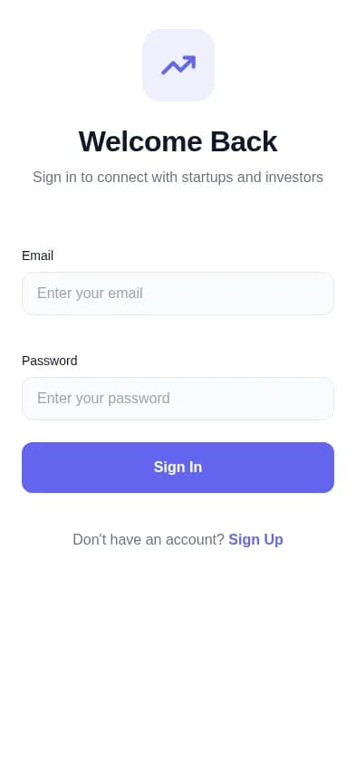 Startup Investor Connect Mobile App