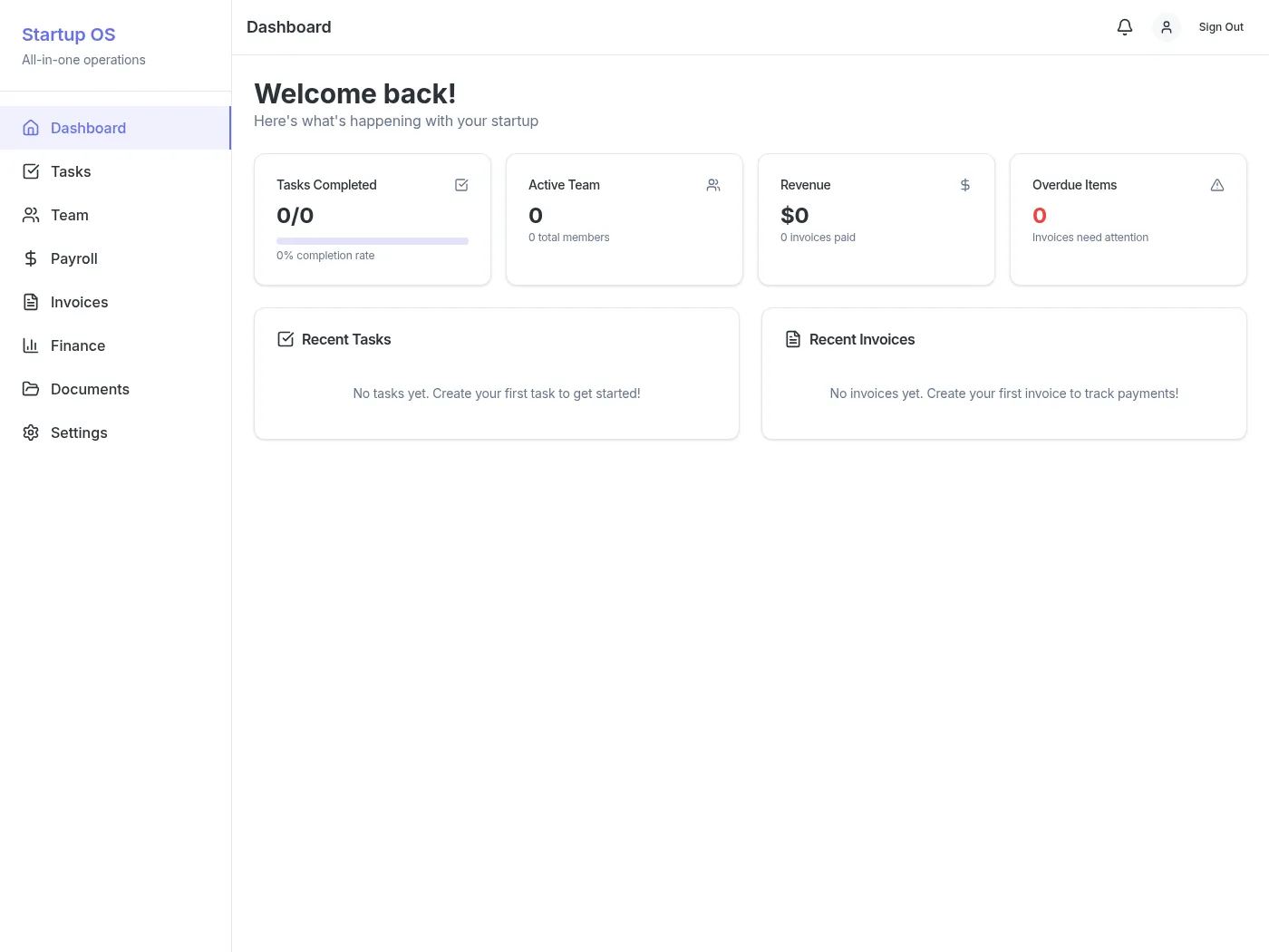 Startup OS MVP: All-in-One Mobile-First Operations Suite for Emerging Teams