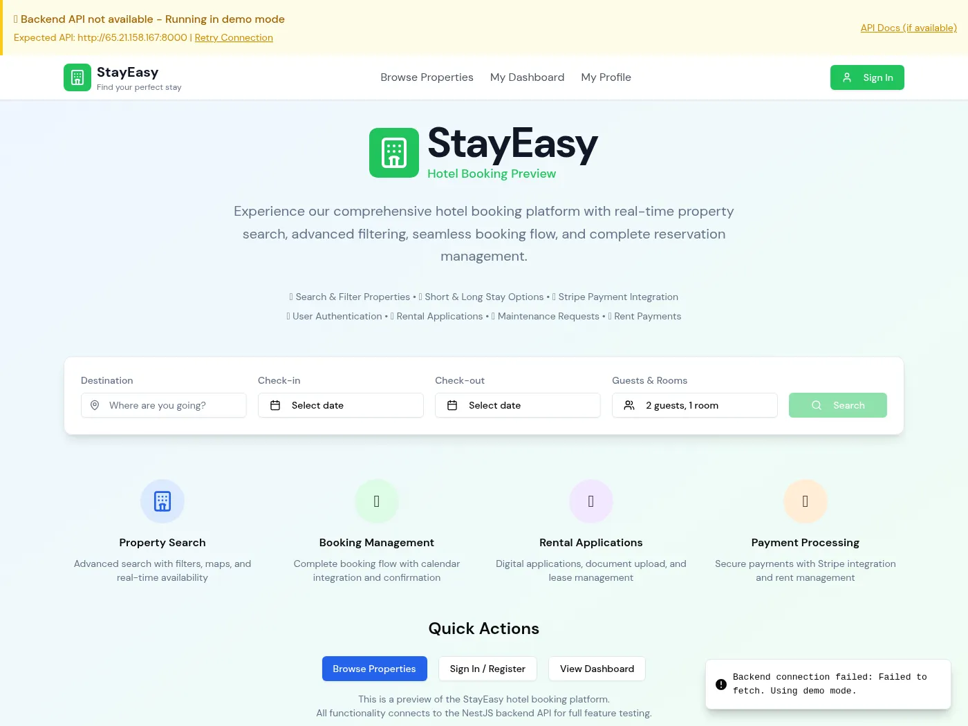 StayEasy: Hotel Booking Web App Preview