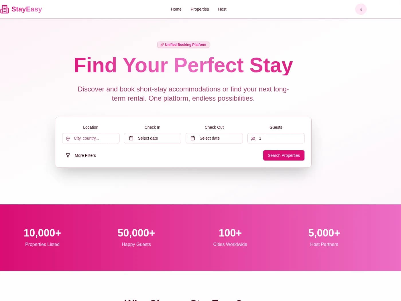 StayEasy Master - Unified Booking and Property Management Platform