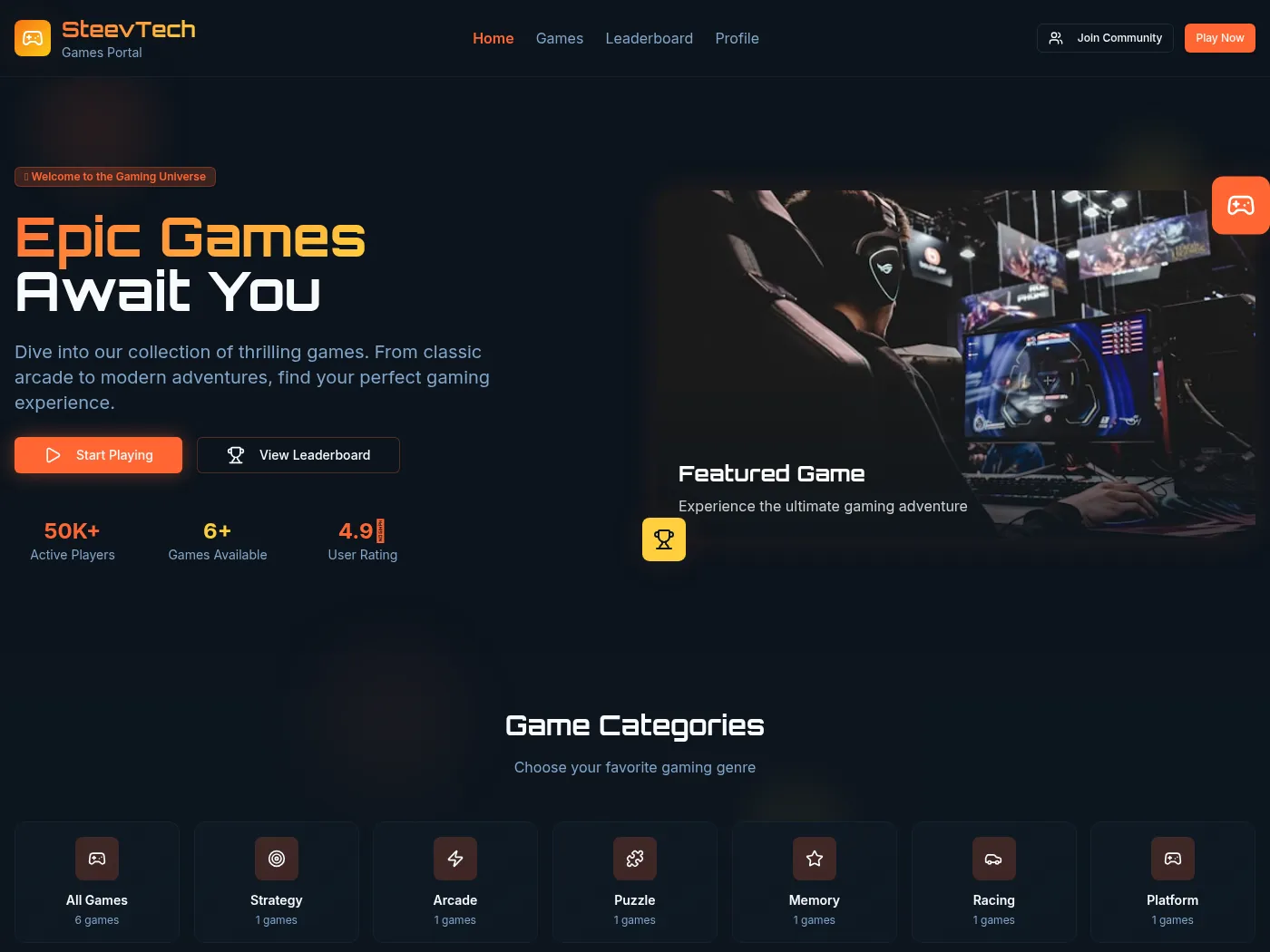 SteevTech Games Portal