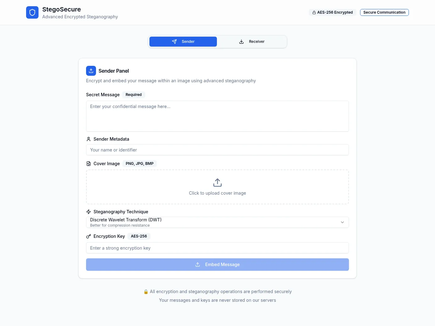 StegoSecure: Advanced Encrypted Steganography Communication Platform