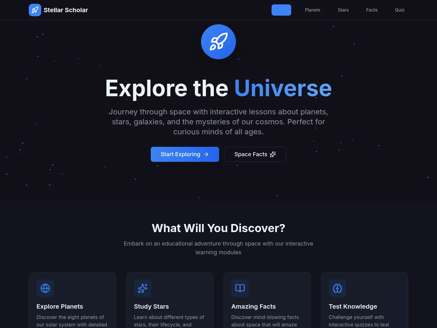 Stellar Scholar: Interactive Space Education App