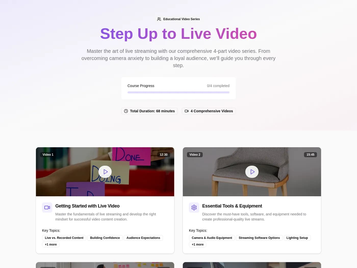 Step Up to Live Video: Educational Video Series