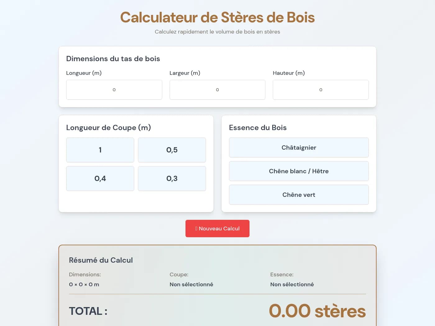Stère de Bois Calculator