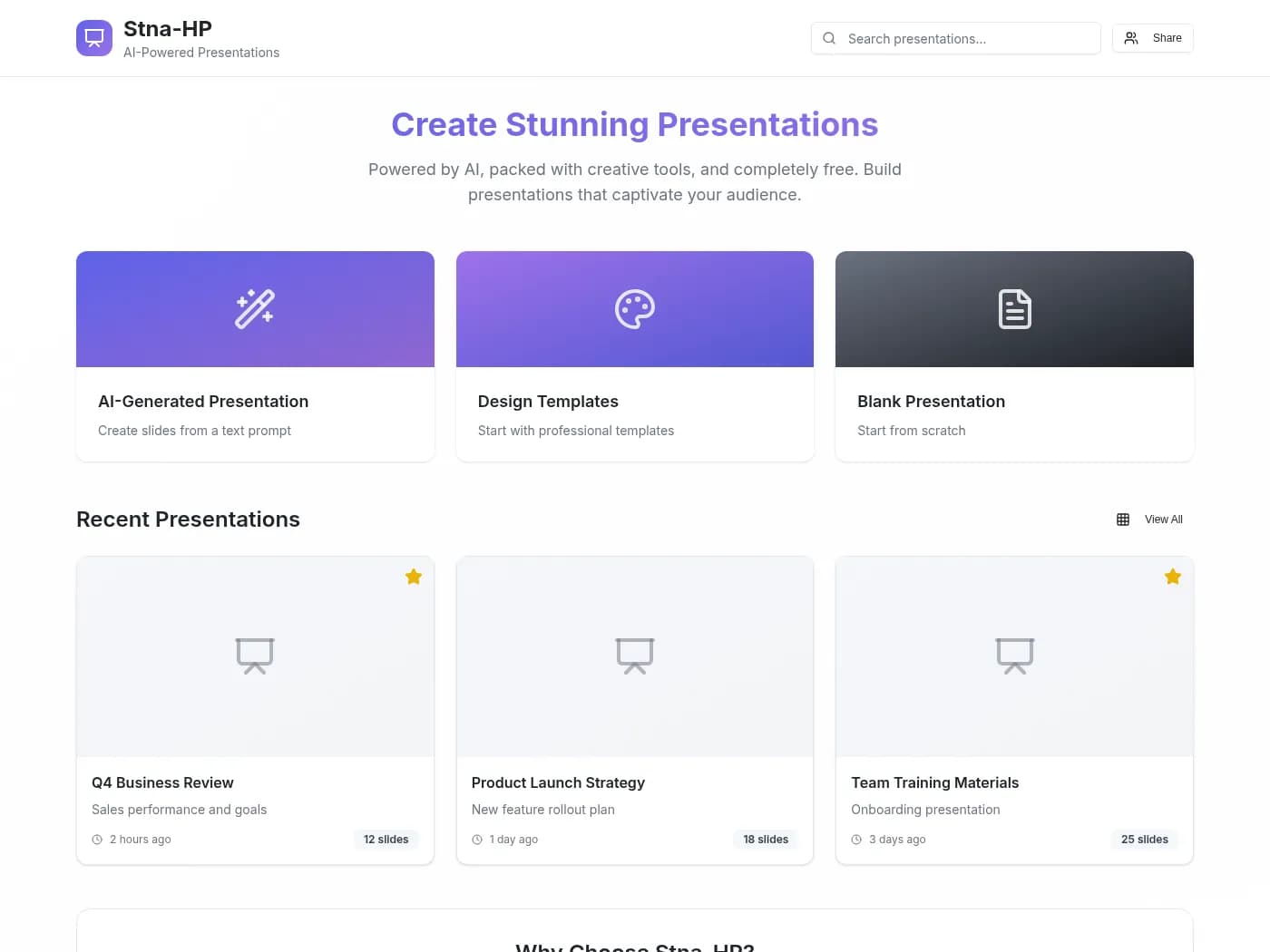 Stna-HP: Next-Gen Free AI-Integrated Presentation Software