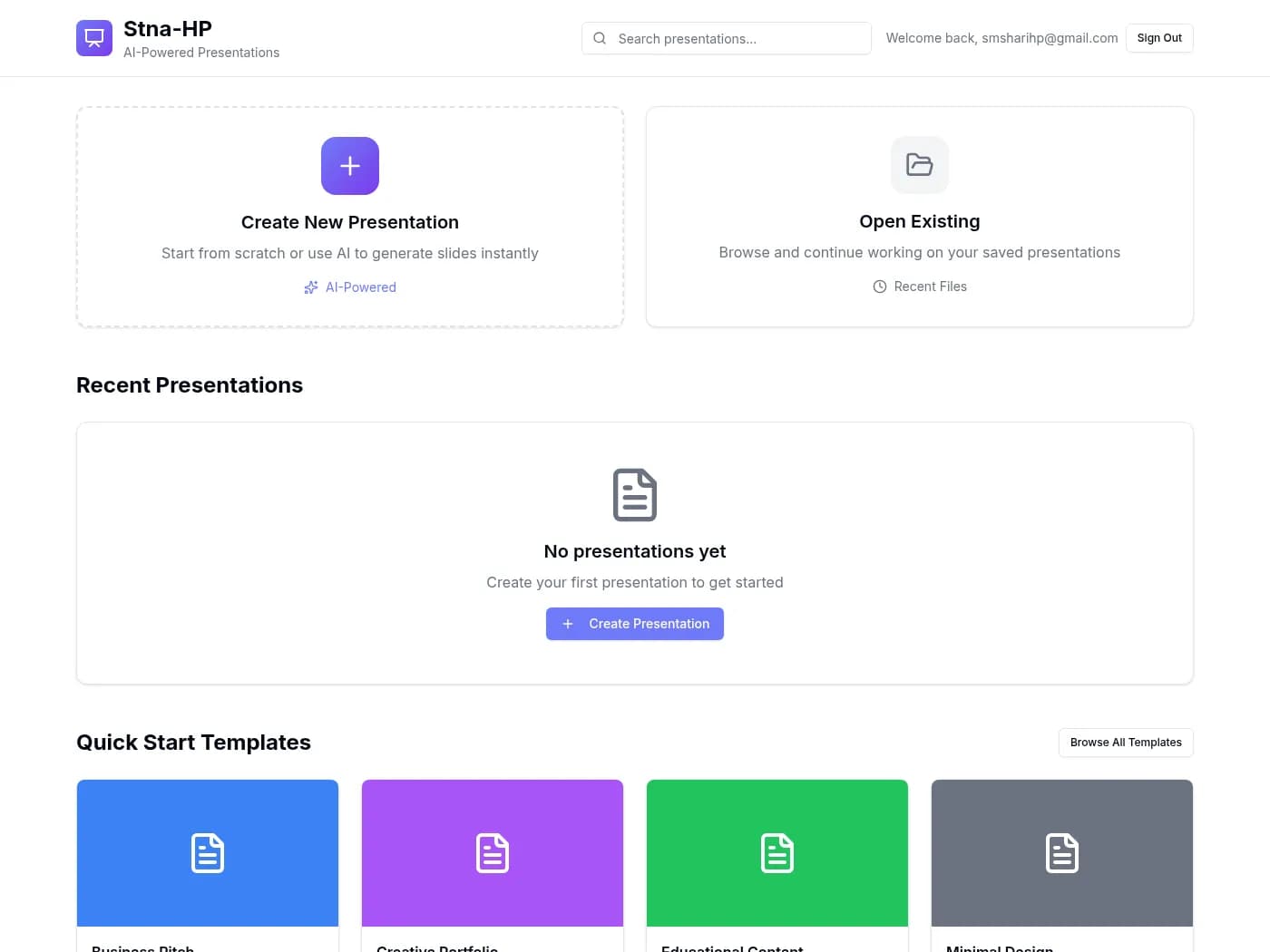 Stna-HP: AI-Powered Creative Presentation App